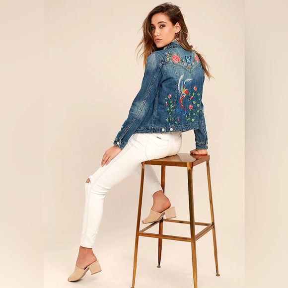 Blank NYC | Jackets & Coats | Blank Nyc Embroidered Medium Wash Jacket ...